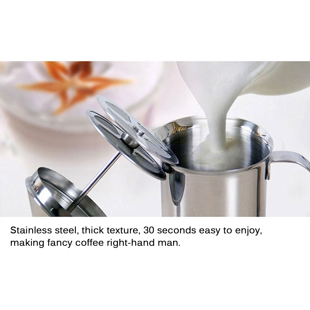 【304/201สแตนเลสมีสี (400/800Ml) คู่มือเครื่องตีฟองนมตาข่ายคู่Foamerเหยือกเหยือกกาแฟคาปูชิโน่ ...