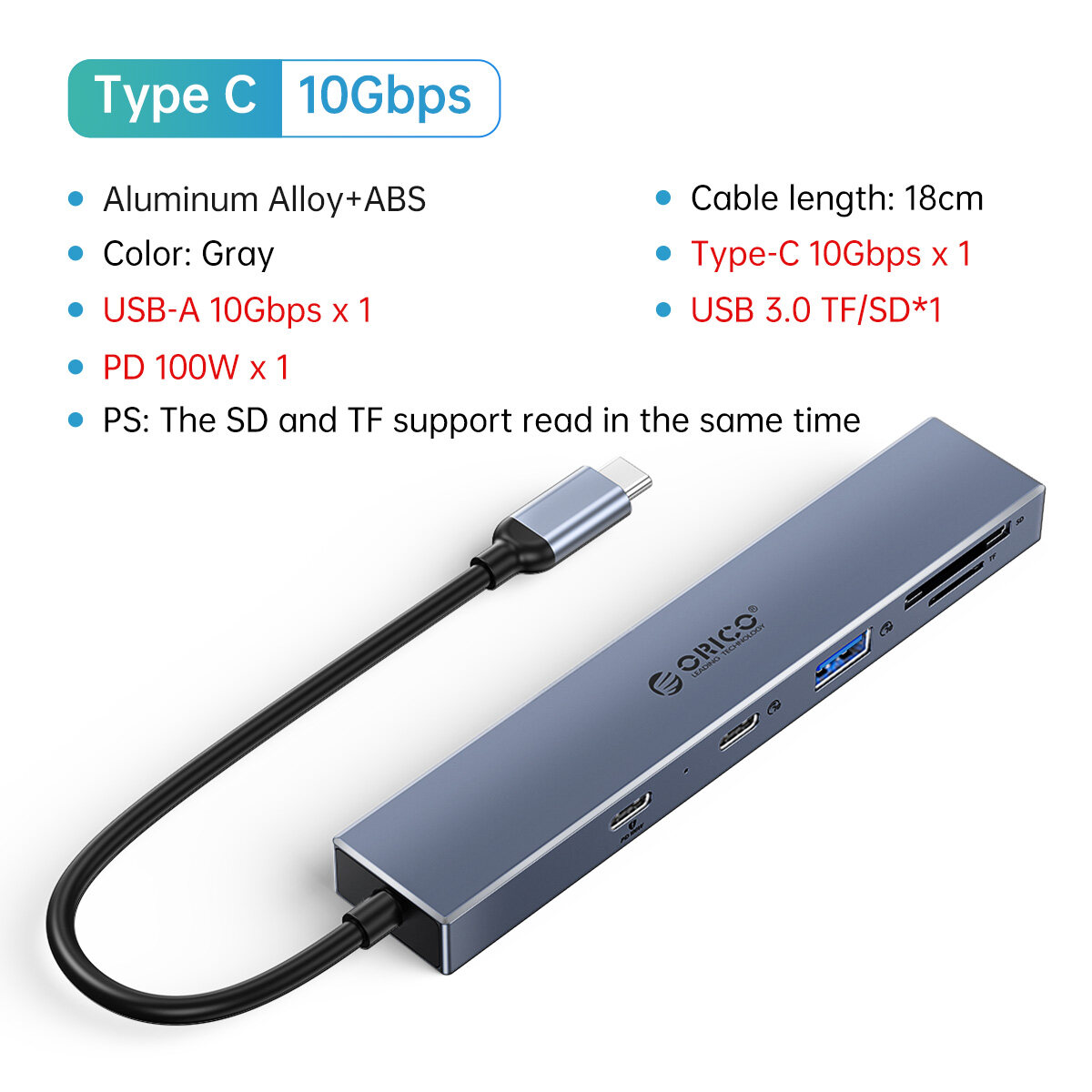 Type-C ฮับ USB 4 In 1,ตัวแปลงคอมพิวตอร์มินิ10Gbps,ตัวแยกสัญญาณ10Gbps PD 100W พร้อม USB 3.2 Gen2 ...
