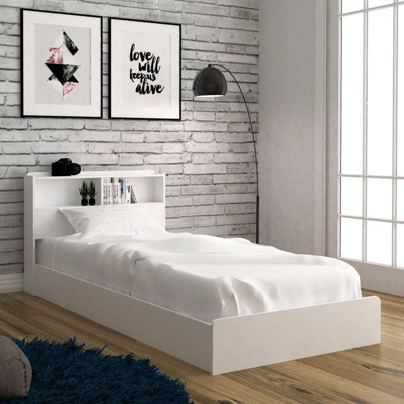 ROAM Katil Bujang Kayu Single Bed frame with Storage Space White Oak ...