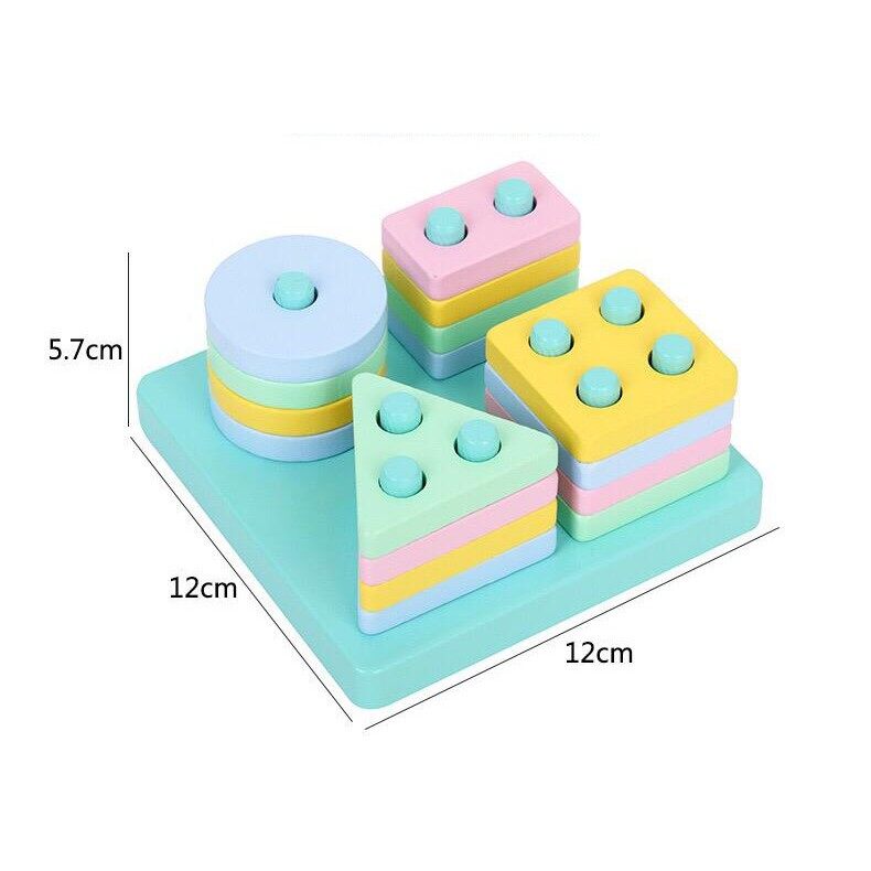 Hot sale Kids Children Wooden Geometry Pillar Shape Matching Stacking ...