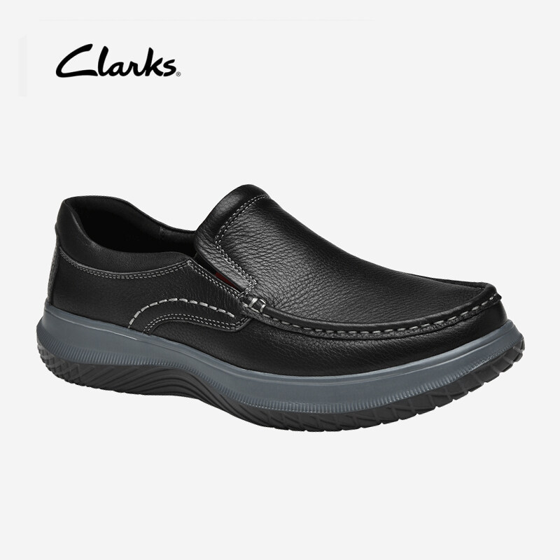 Clarks_Un Rise Step รองเท้าหนังสีดำบุรุษแบบสวมรองเท้าผู้ชายรองเท้าผ้าใบ ...