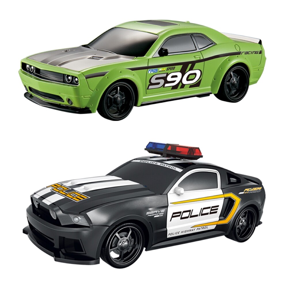 Kmoist รถRC 1:24 Scaleรถแข่งบังคับรีโมทรถยนต์4ช่องตำรวจไล่รถ,ต้องการความเร็วรวมรถสองคันของเล่น ...