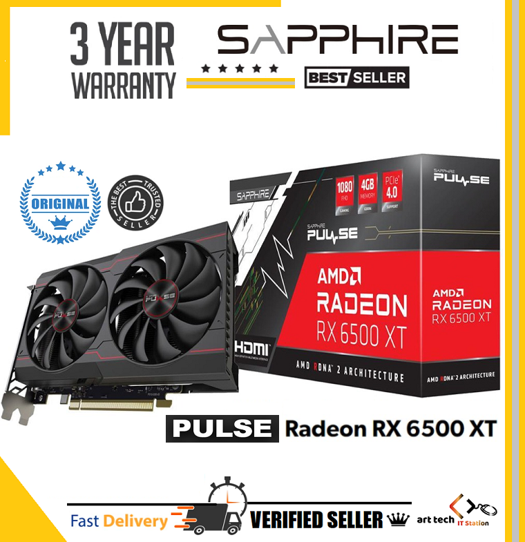 Sapphire RX 6500 XT PULSE GAMING OC 4GB GDDR6 AMD ATI RX6500XT | Radeon ...