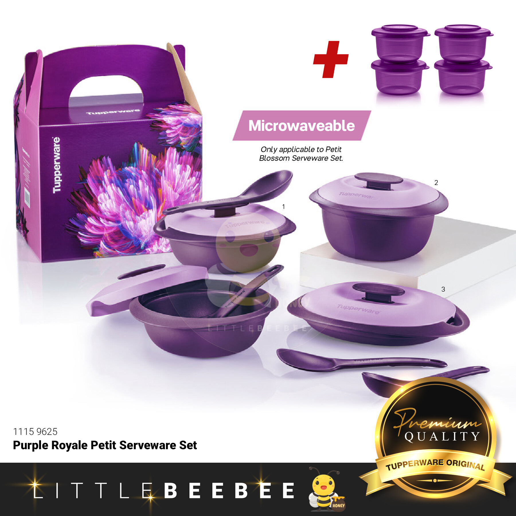 《READY STOCK !!》Tupperware Royale Blue Serveware Set / Purple Royale ...