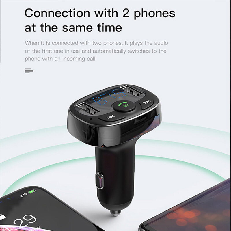 Baseus FM Transmitter ชุดแฮนด์ฟรี Bluetooth Car Kit พร้อมด้วย 3.4A Dual ...