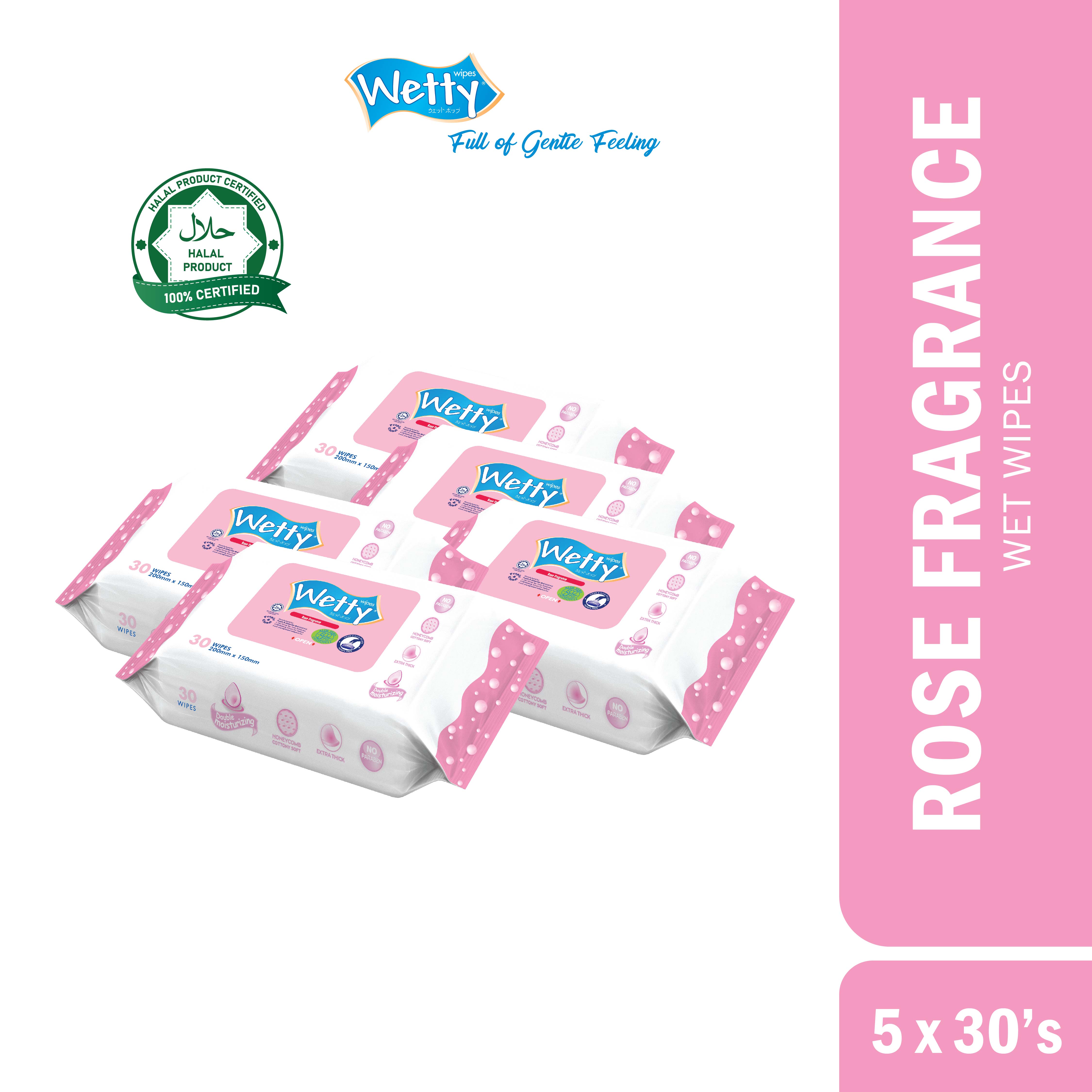 Wetty Nice Rose Fragrance Lavender Fragrance Wet Tissue Wet Wipes (5 ...