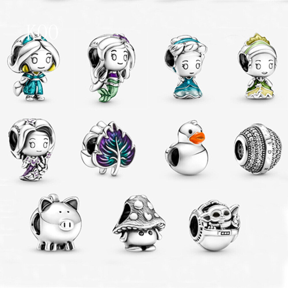 【KOO】Cute Couple Series Princess Beads Charms 925 Silver Plated Pendant ...