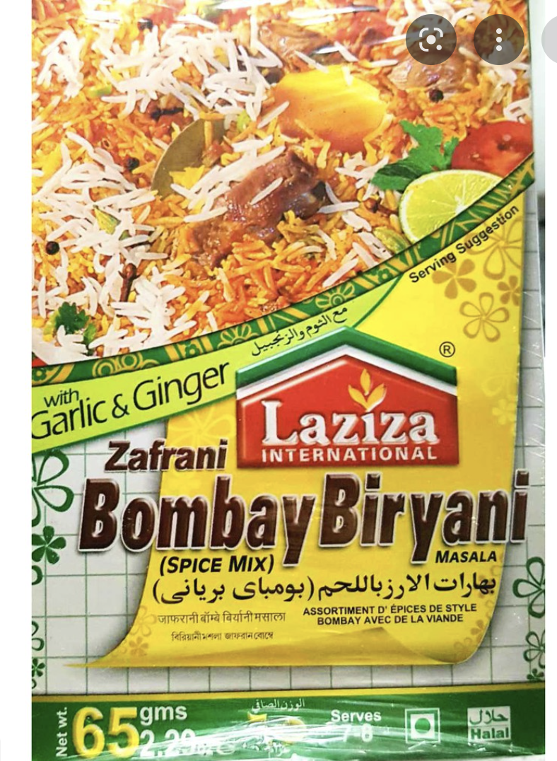 Laziza Bombay Biryani Masala, 65-Gram Box with Ginger & Garlic Mix | Lazada