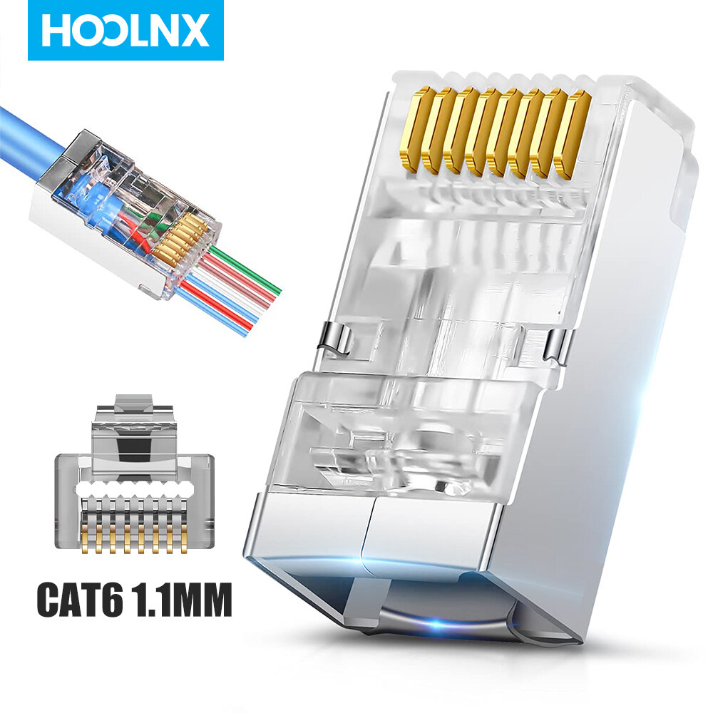 HOOLNX STP RJ45 Connector, CAT6A CAT6 RJ45 Pass Through Modular Plugs ...