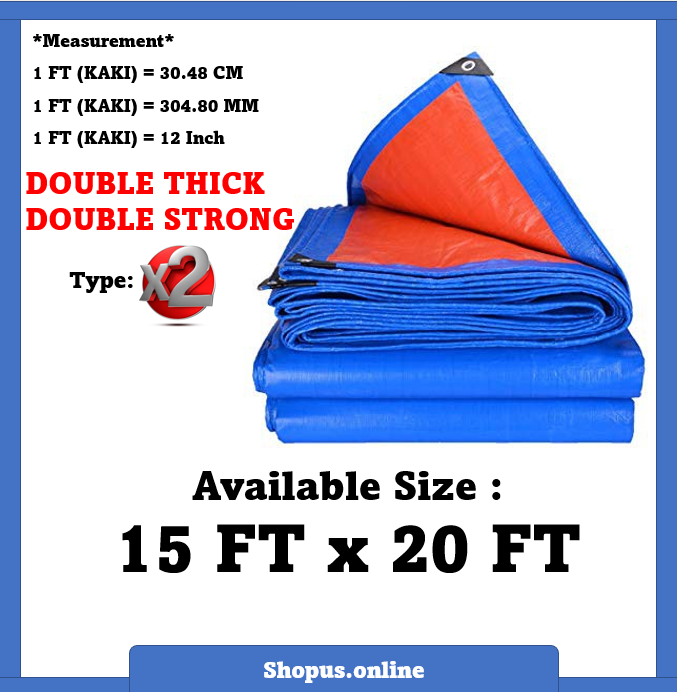 Canvas Tebal 6FT to 40FT Waterproof Canvas Tarpaulin Sheet Kanvas Biru ...