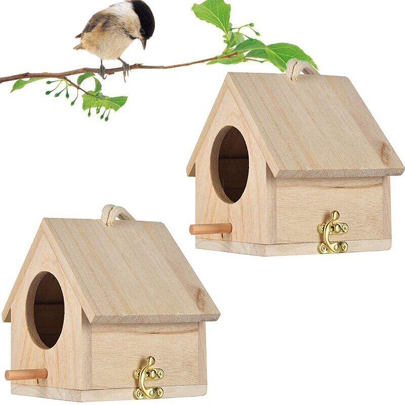 Parakeet Nest Box Bird House Wooden Bird Nest Breeding Box Cage For ...