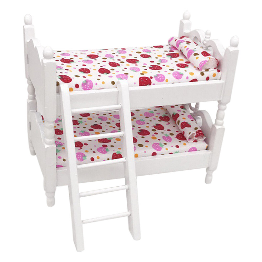 Childworld 1/12 เด็กสาวมินิ DIY บ้านตุ๊กตาเตียงสองชั้นห้องนั่งเล่น ...