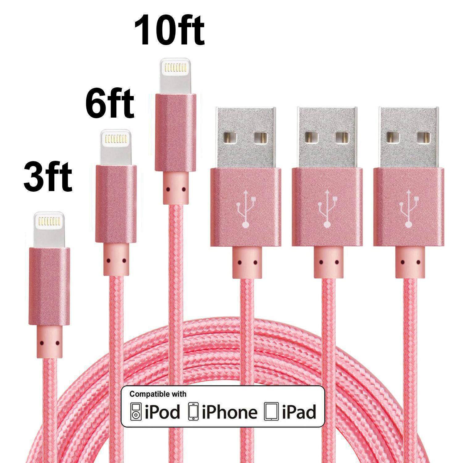 Ready StockLightning Cable 3Pack 10FT 6FT 3FT Nylon Braided Certified ...
