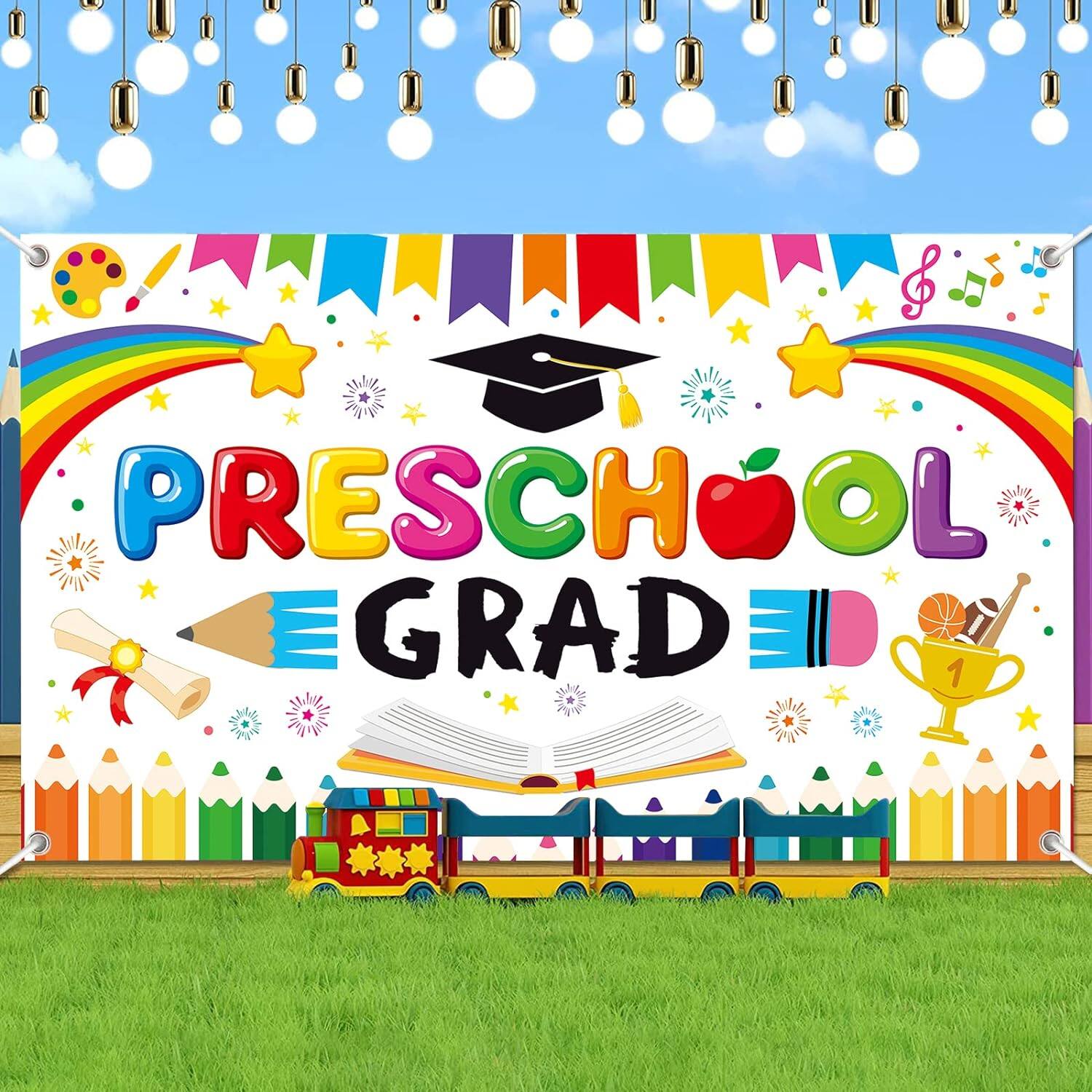 Preschool Graduation Backdrop Kindergarten Graduation Party Decorations ...