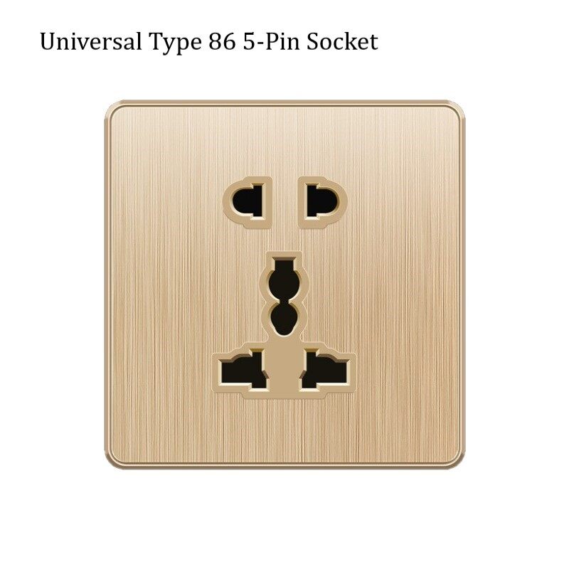 LSG Wall Universal Socket 86 Type Gold Brushed Panel Electric Socket ...