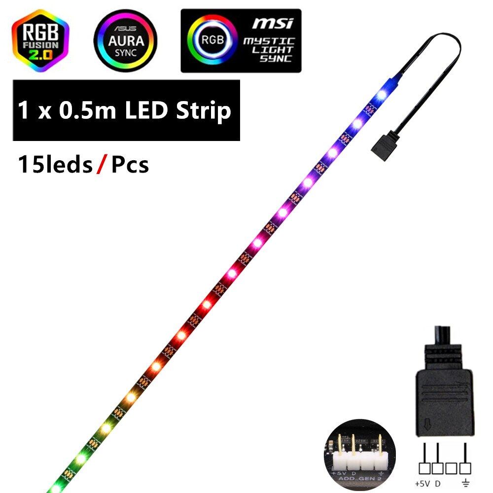 WS2812b RGB LED Strip 5V 3 Pin แอดเดรส LED Headers PC สำหรับ ASUS AURA ...