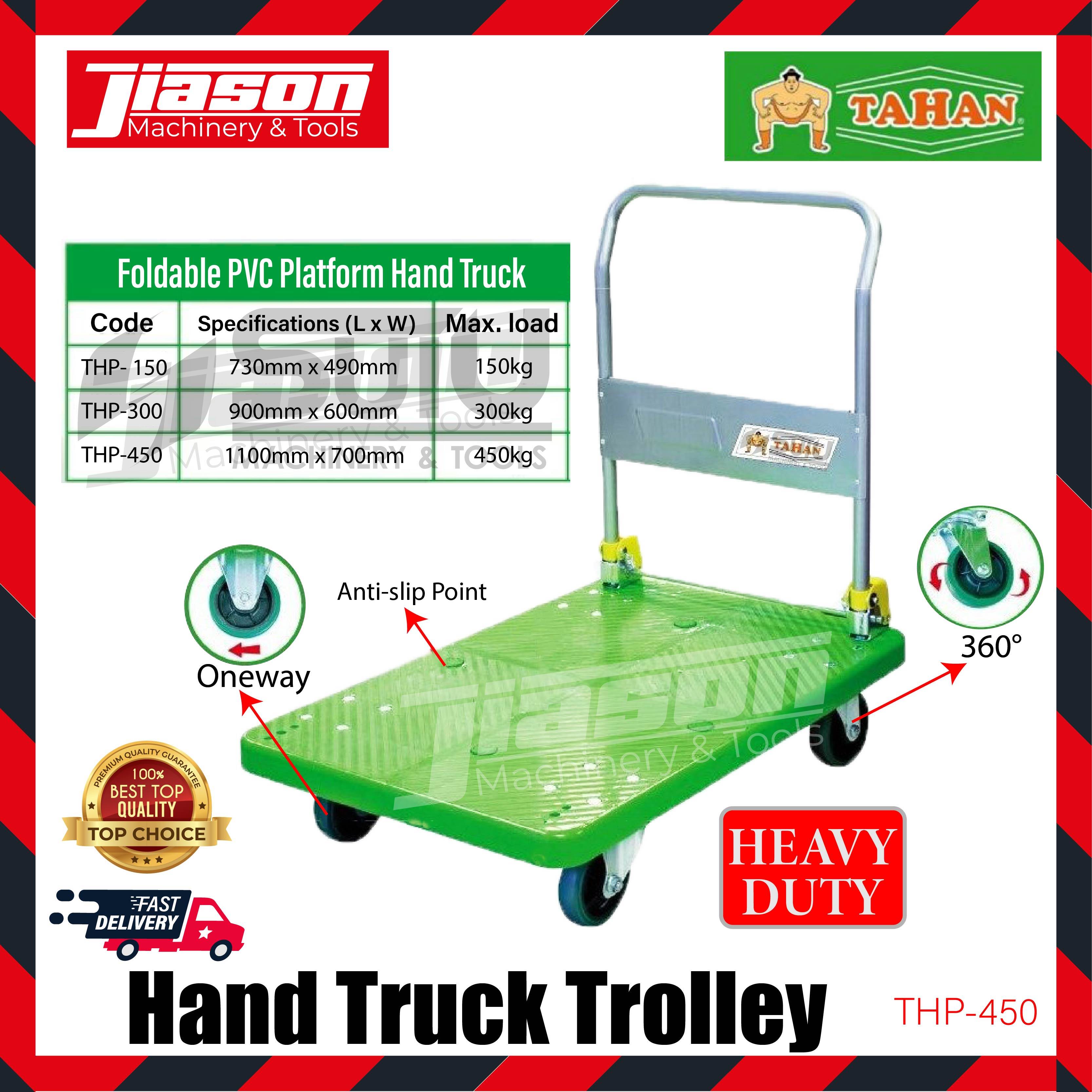 TAHAN THP-150 / THP-300 / THP-450 PVC Platform Hand Truck Trolley Max ...