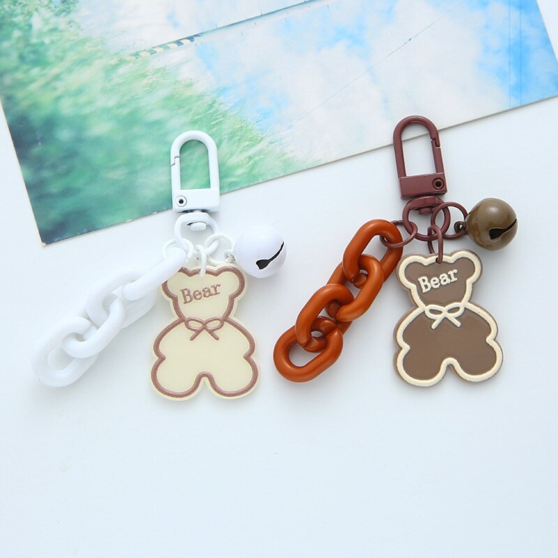 Goodset acrylic Bell Bear Keychain Creative Cute Chain Letter Key ...