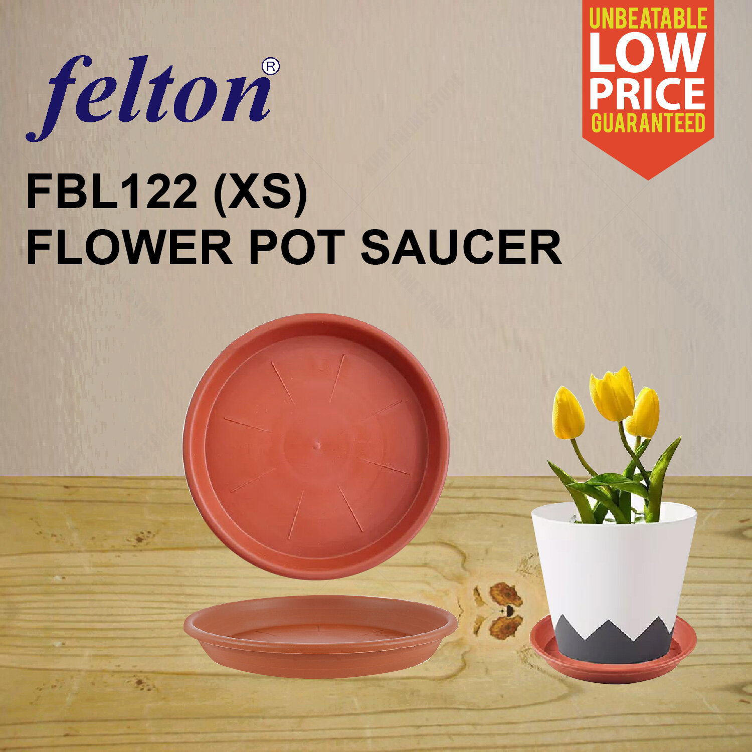 Felton Flower Pot Saucer Plant Base Tray for Indoors Outdoor Garden ...