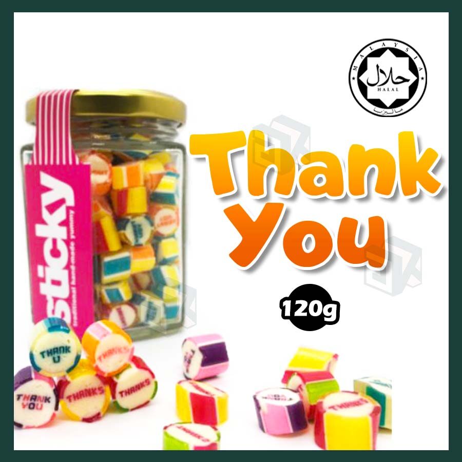 STICKY Candy Gula-Gula HALAL Thank You / Happy Birthday / I Love You ...