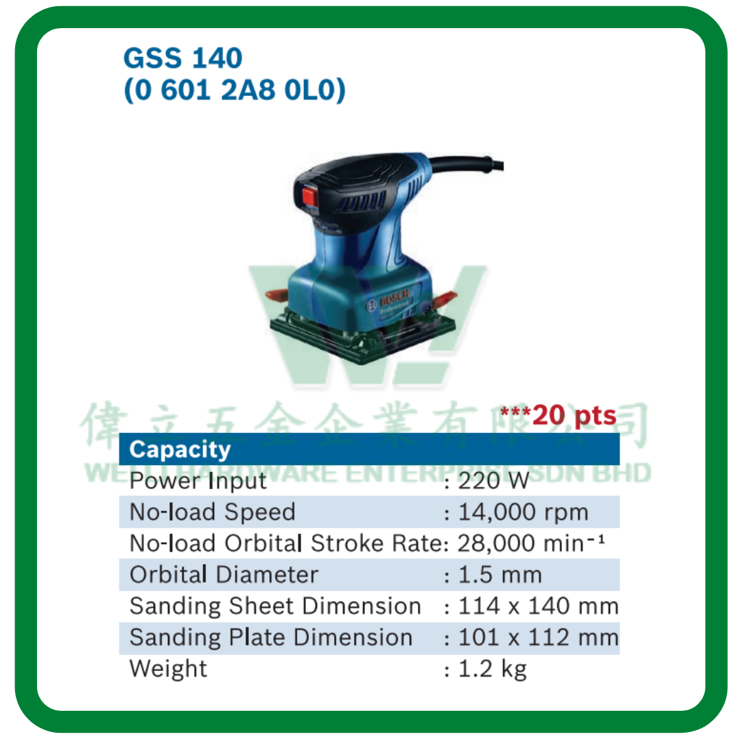 Bosch GSS140 Orbital Sander 220W Finishing sander / mesin kertas pasir ...