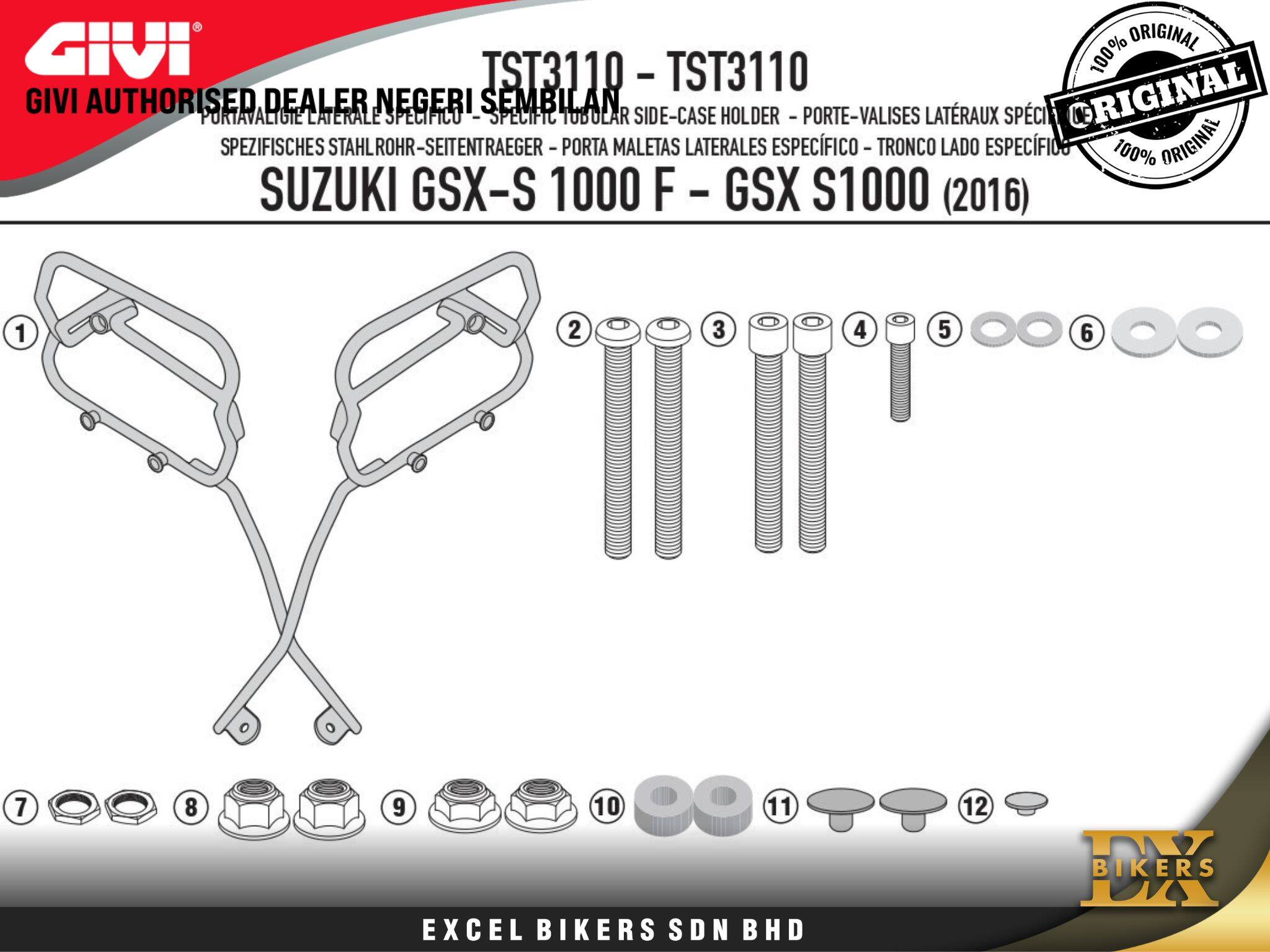 GIVI TST3110 SIDE RACK FOR SUZUKI GSX S1000 (2015 - 2020)/GIVI SIDE ...
