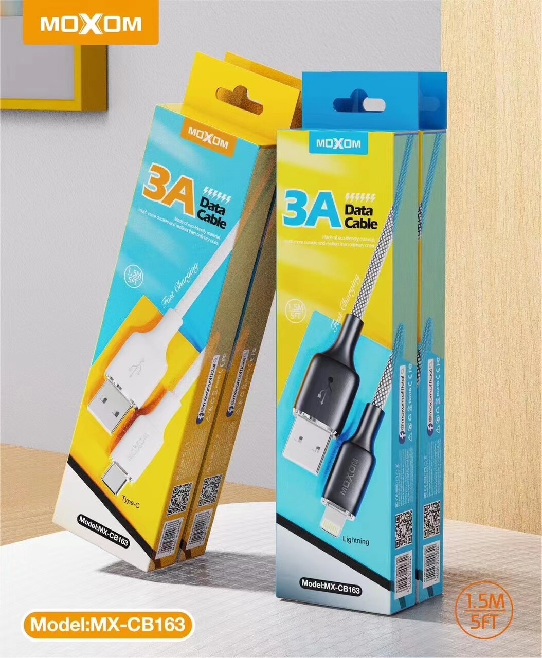 Moxom CB163 1.5 Meter 3A Fast Charging Data Cable For Lightning / Type ...