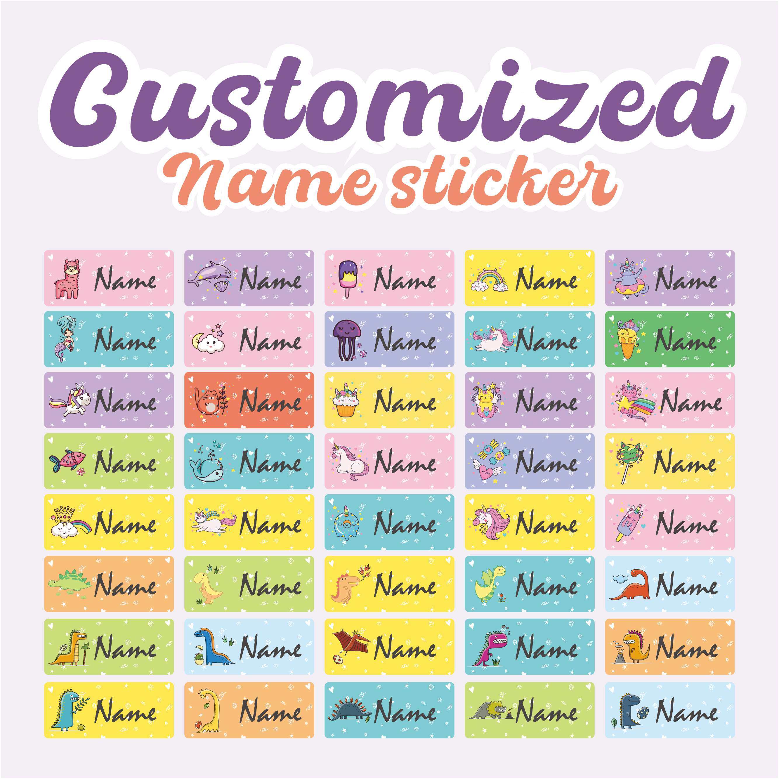 80 PCS Name Tag Sticker Customize Stickers Waterproof Personalized ...