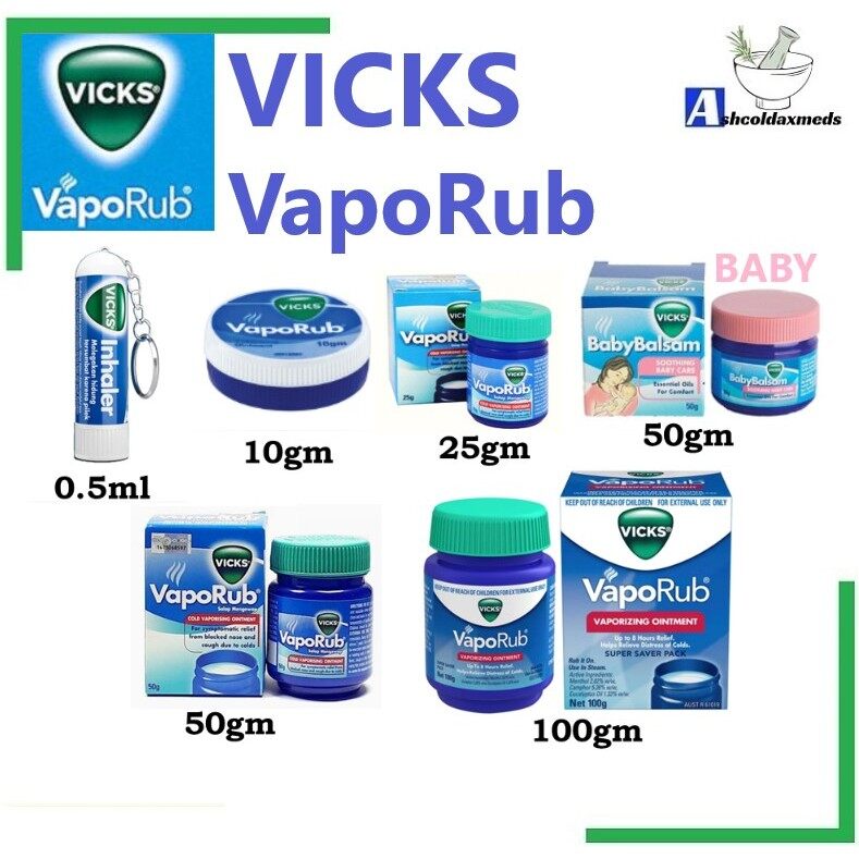 VICKS Vaporub 10g/25g/50g/100g/ Inhaler 0.5ml/Baby Balsem 50g | Lazada