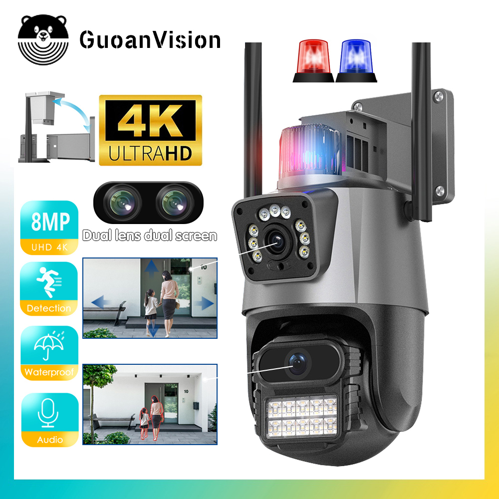Guoan 8MP 4K（2 Camera） CCTV Camera Audio Outdoor WiFi Camera Motion ...