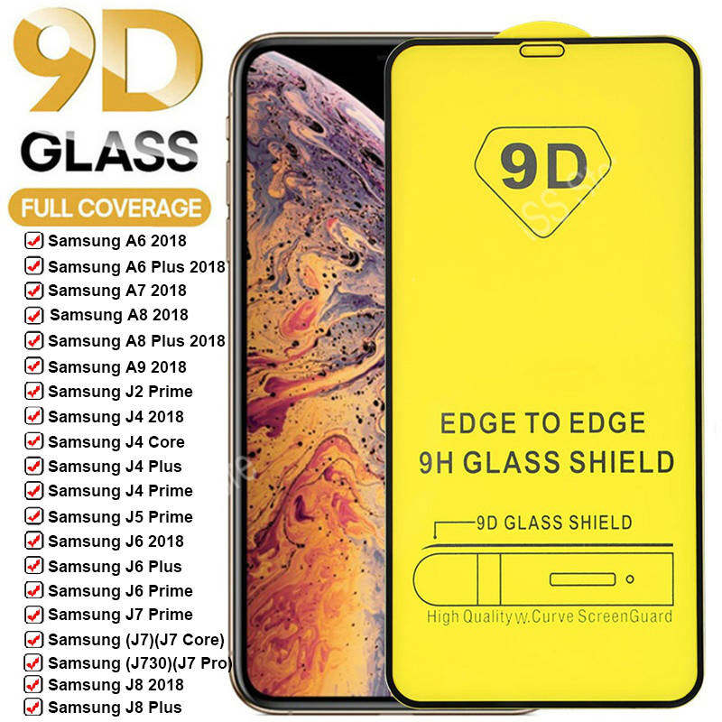9D ป้องกันหน้าจอ Samsung J2 J4 J5 J6 J7 J730 J8 Prime Pro Core A6 A7 A8 A9 Plus 2018 A6 + A8 ...