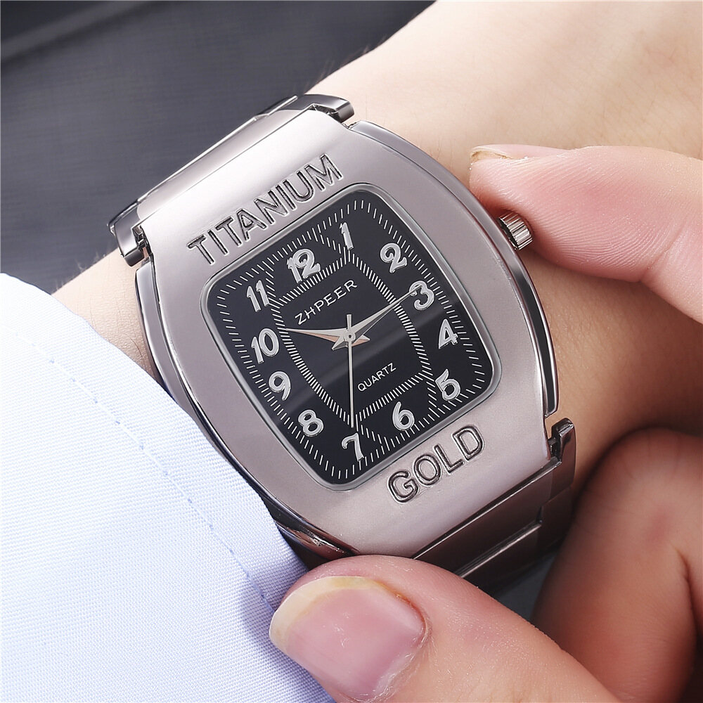 MSTIANQ Large Dial Square Titanium Alloy Steel Band Business Casual ...