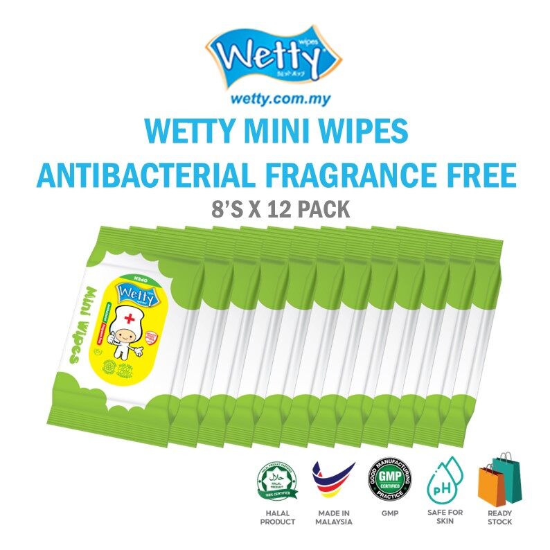 Wetty Mini Kids Wet Tissue Antibacterial Wipes Tisu Basah Budak Wet ...