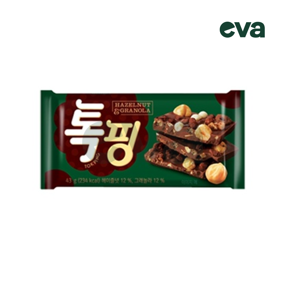(KOREA MADE) ORION TOK PING HAZELNUT & GRANOLA CHOCOLATE BAR 43G | Lazada