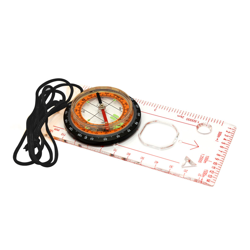 Multifunctional Camping Compass Baseplate Map Measure Ruler Survival ...