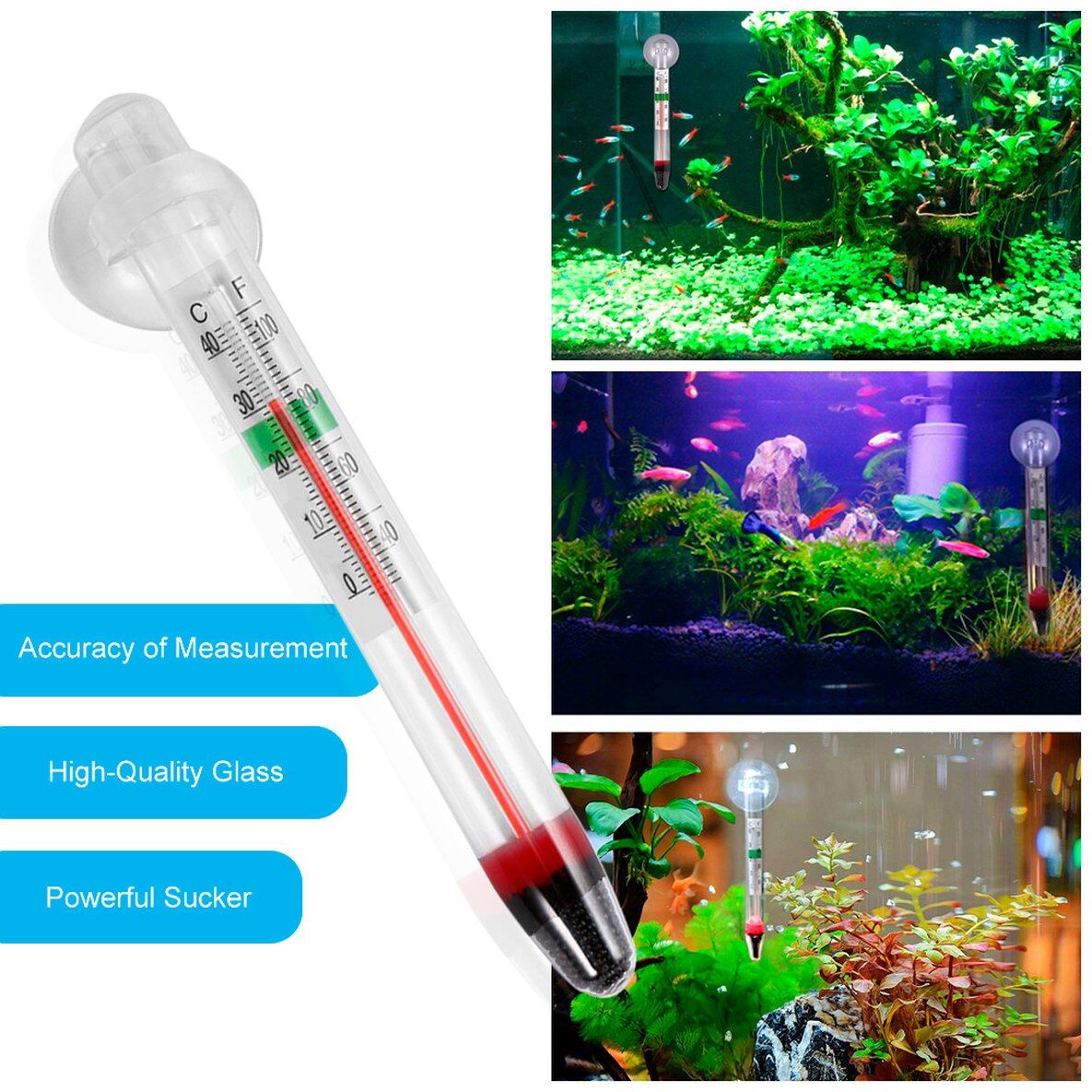 2Pcs Glass Meter Aquarium Fish Tank Water With Suction Cup - Pet Daddy ...