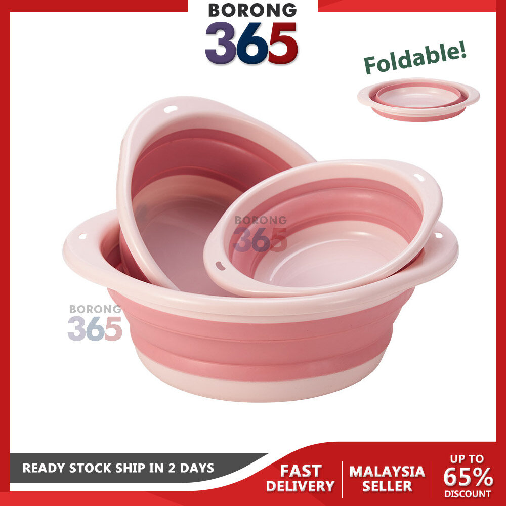 Borong365 Hangable Foldable Wash Basin Lightweight Camping Basin Saves Bathroom/Kitchen Space ...