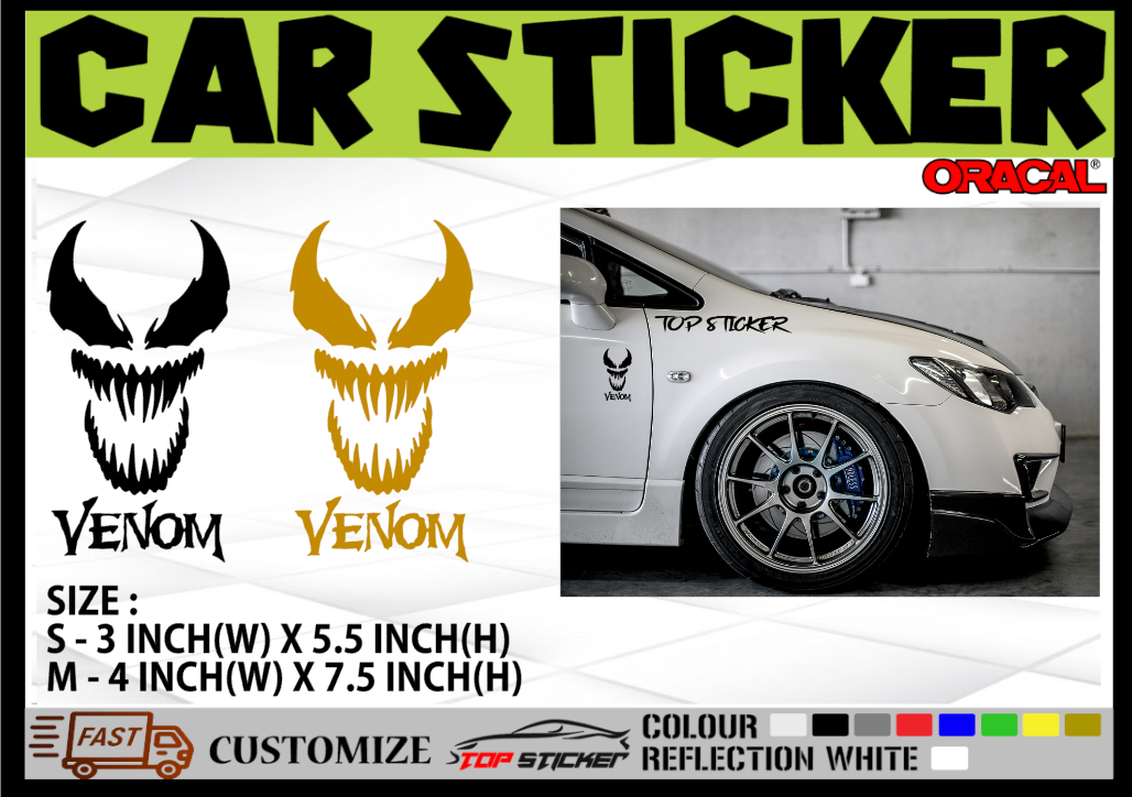 Venom Face Car Stickers Kereta Sticker Lazada