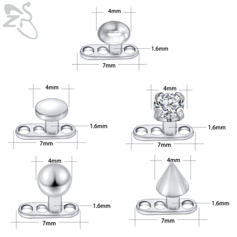 1คู่14G Geometric Design Dermal Anchorสำหรับผู้ชายผู้หญิงเหล็กไร้สนิม ...