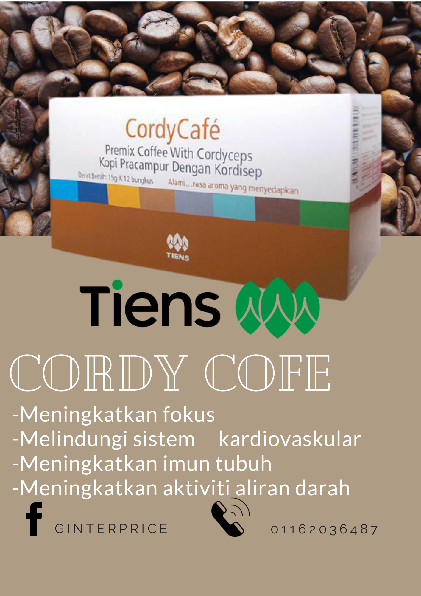 TIENS CordyCafe " Coffee / Kopi yang berkhasiat" ( Kopi Pracampuran ...