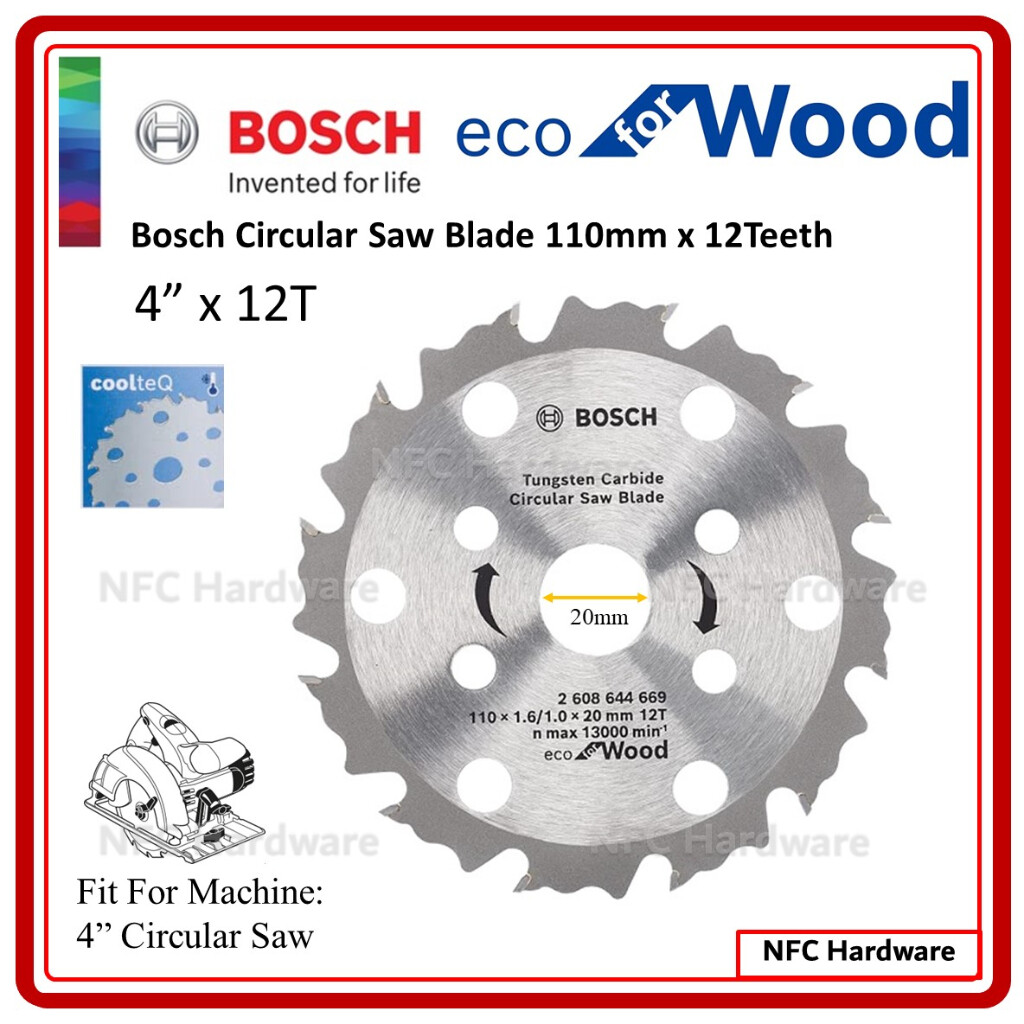 BOSCH Circular Saw Blade CoolteQ 4" x 12T Eco for Wood | Lazada