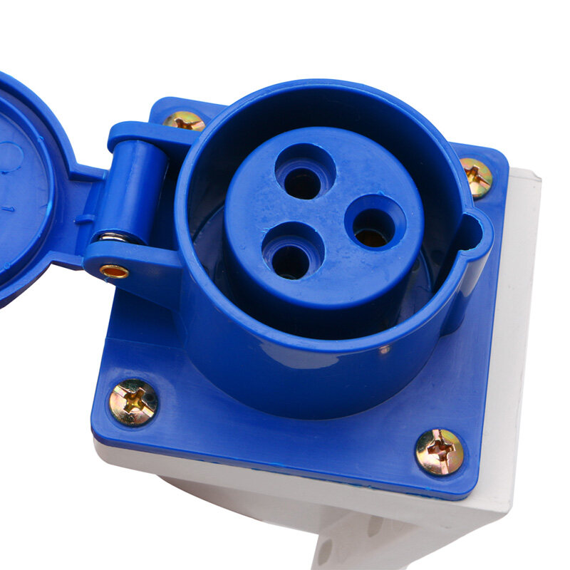 16 Amp 3 Pin อุตสาหกรรมซ็อกเก็ต220-250V Weatherproof IP44 2P + E 3เฟส ...