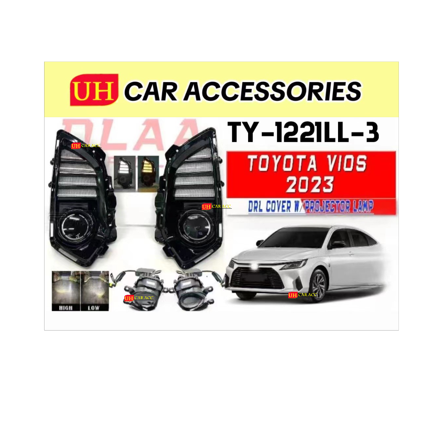 TOYOTA VIOS 2023 2024 LED PROJECTOR FOG LAMP LIGHT LIGHTS DRL DAYLIGHT ...