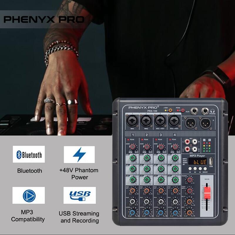 Phenyx Pro Audio Mixer Professional USB Recording Inter Compact 4-Channel Mixing Console พร้อม ...
