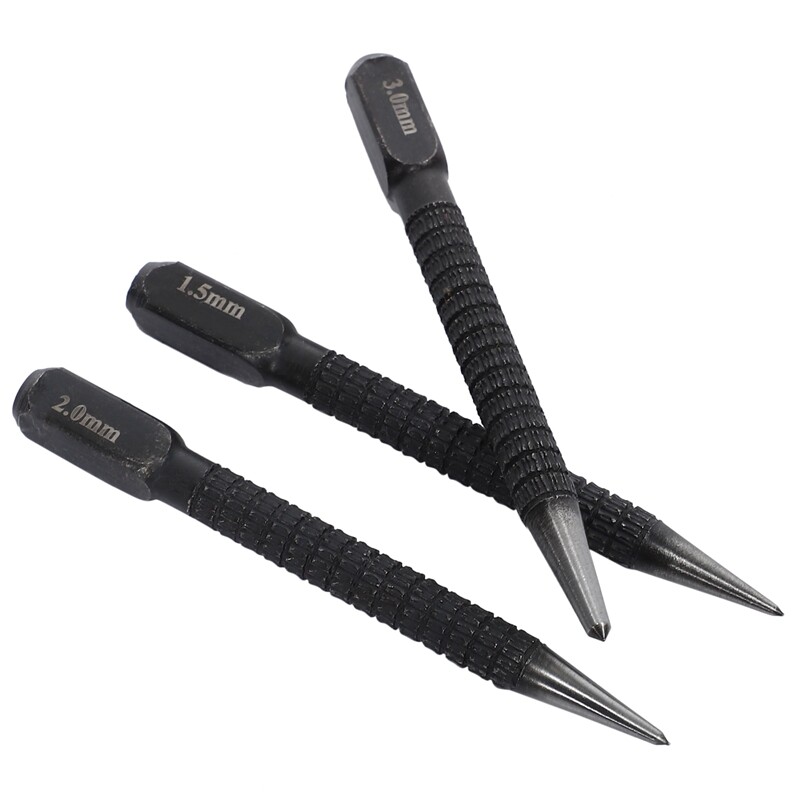 3pcs High-carbon Steel Center Punch Set 10cm Non Slip Center Punch For ...