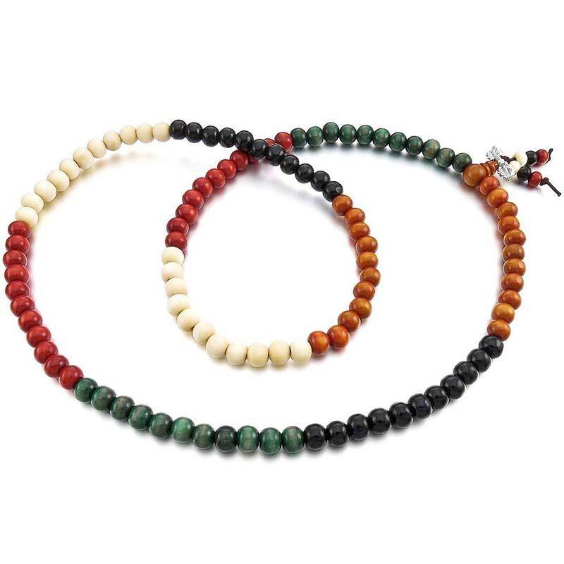 8mm Wood Link Bracelet Tibetan Buddhist Chain Colorful Sandal 108pcs ...