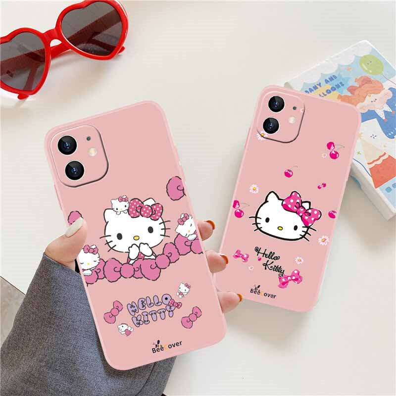 Hello Kitty Gilrs สีชมพู Soft Matte Phonecell สำหรับ Realme 5 5i 5S 6i ...