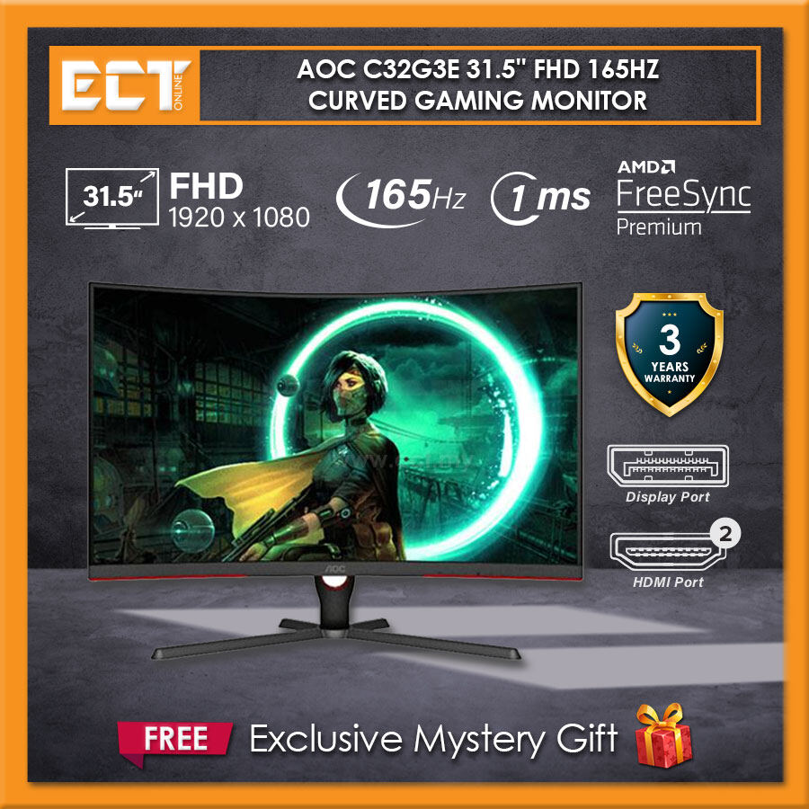 AOC C32G3E 31.5'' FHD (1920 x 1080) 165Hz Curved Gaming Monitor (HDMI ...