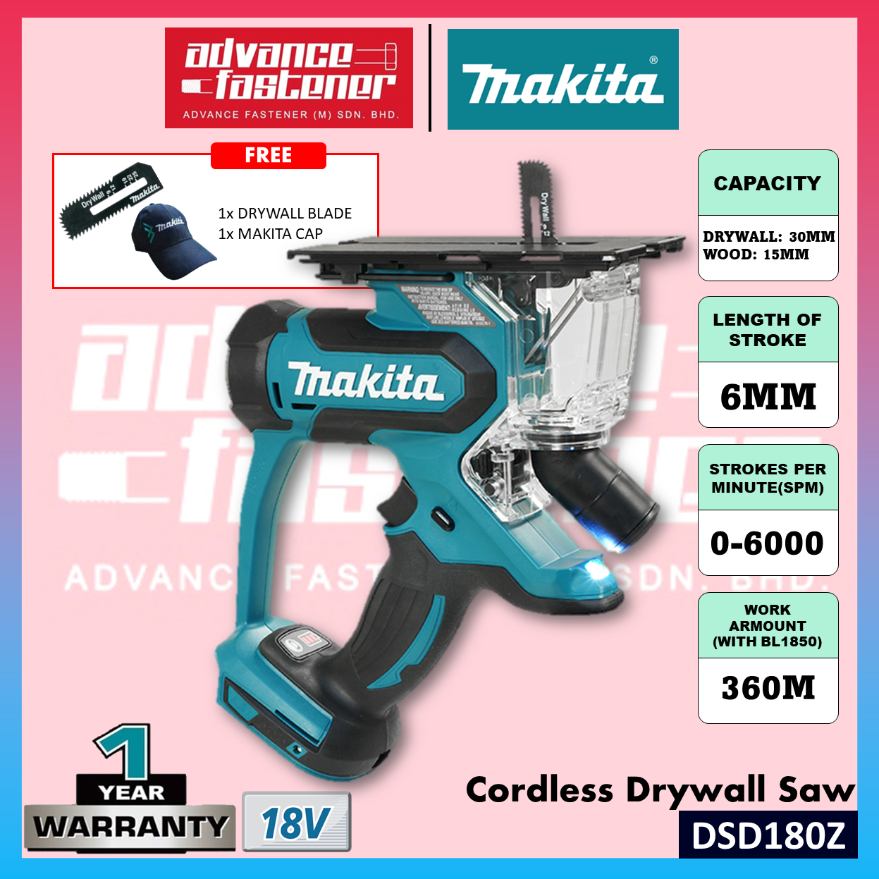 MAKITA DSD180Z / DSD180 18V Cordless Drywall Saw | Lazada