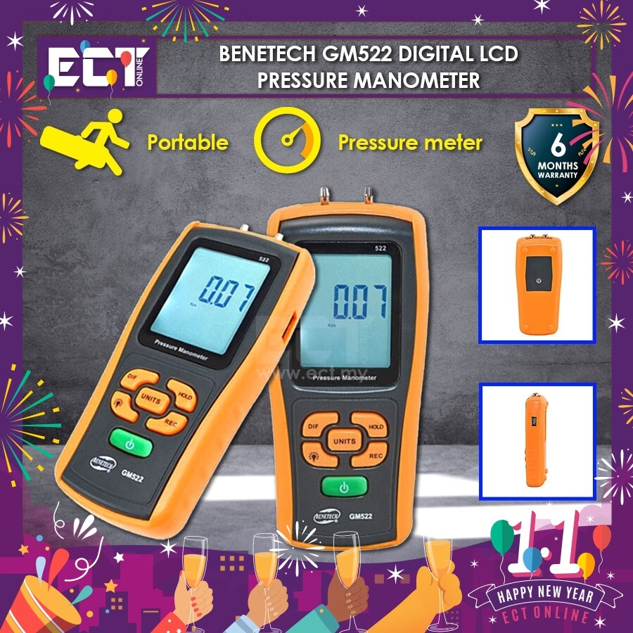 Benetech GM522 Professional Digital LCD Display Pressure Manometer ...